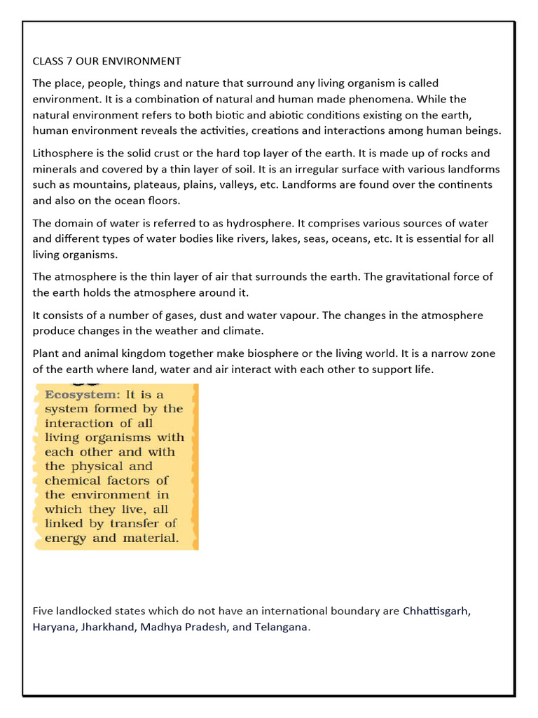 Class 7 Our Environment | PDF | Amazon River | Natural Environment