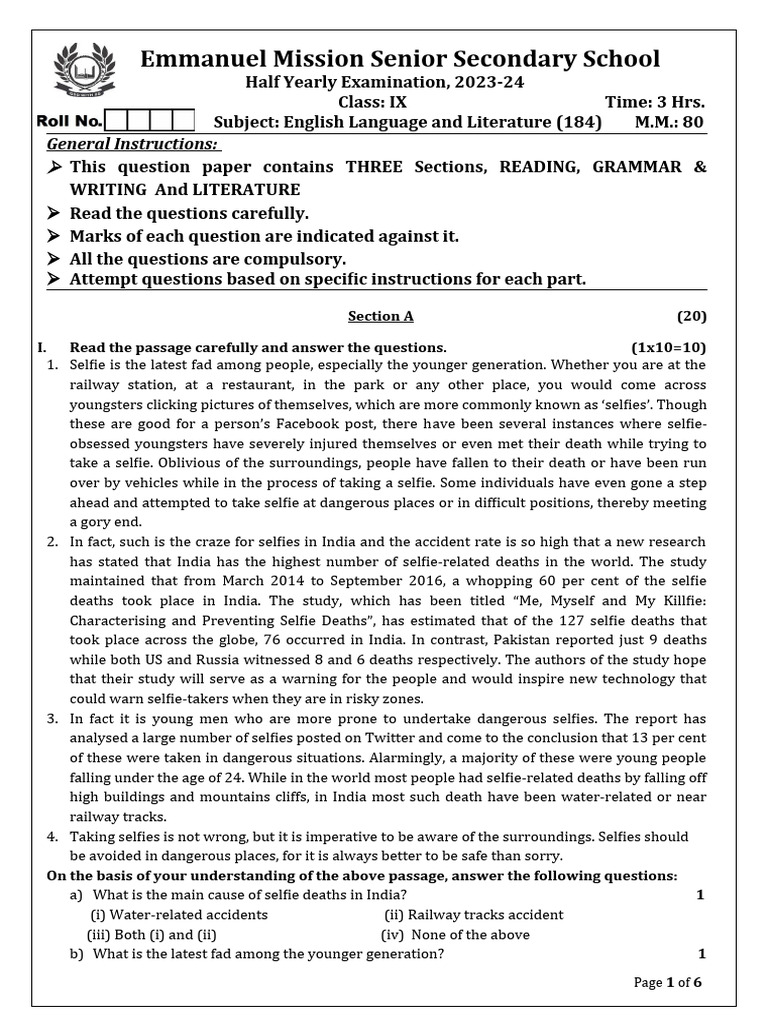 Class IX English | PDF | Ellipsis | Selfie