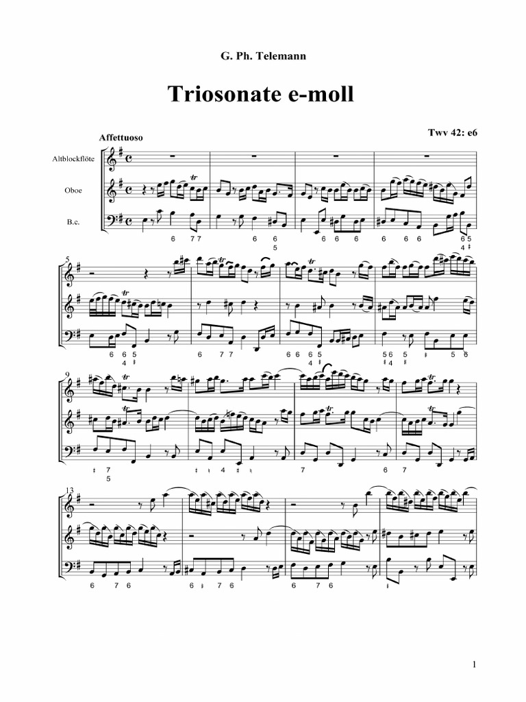 Telemann Trio-E-Moll-Twv-42-E6 | PDF
