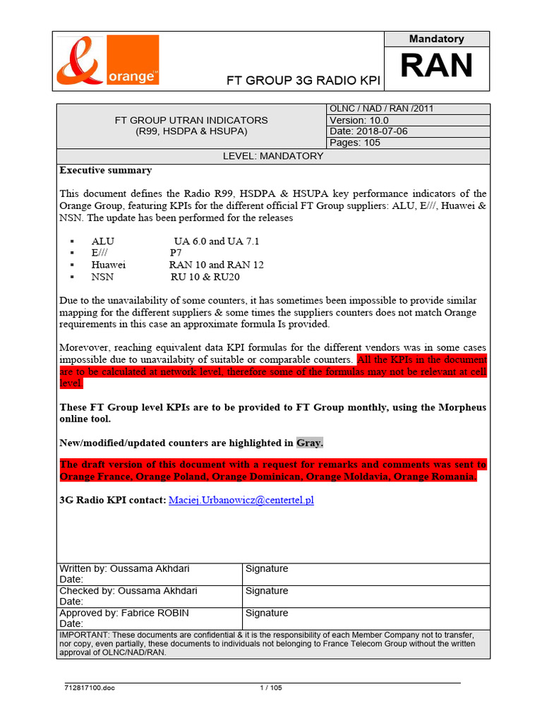 UTRAN radio FT Group indicators v10 | PDF | High Speed Packet Access ...