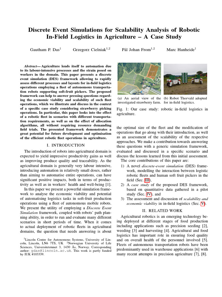 Discrete Event Simulations For Scalability Analysis of Robotic In-Field ... Discrete Event Simulations For Scalability Analysis of Robotic In-Field ...
