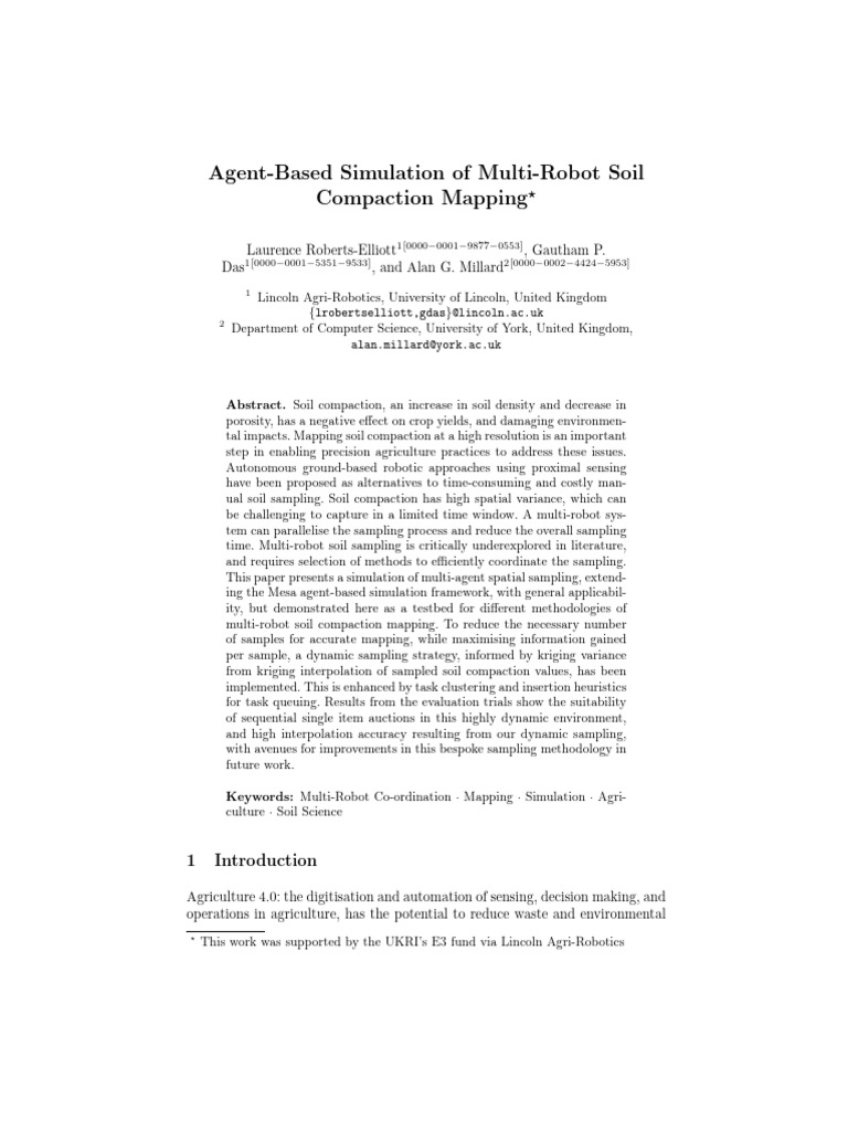 Agent-Based Simulation of Multi-Robot Soil Compaction Mapping | PDF | Simulation | Sampling ...
