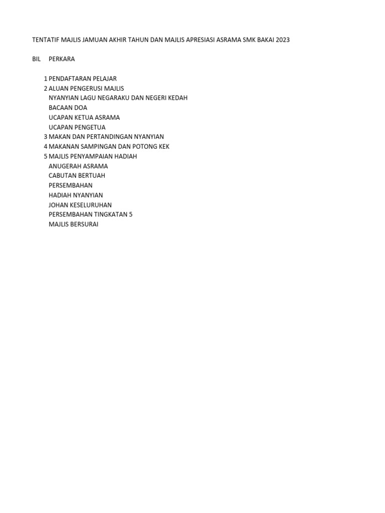 TENTATIF | PDF | Olahraga & Rekreasi