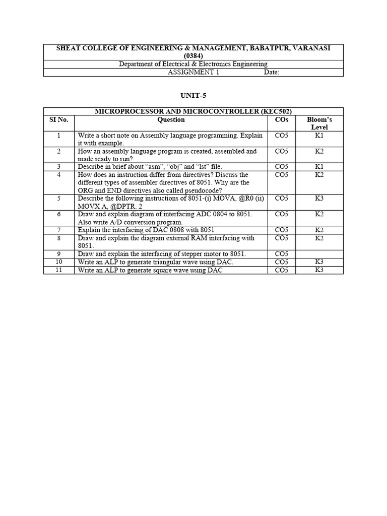 M&M KEC502 Unit-5 Assignment-1 | PDF