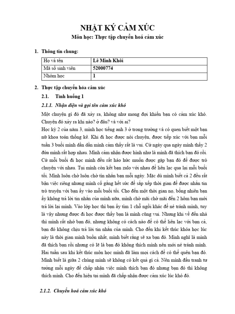 Nhật Ký Cảm Xúc | PDF