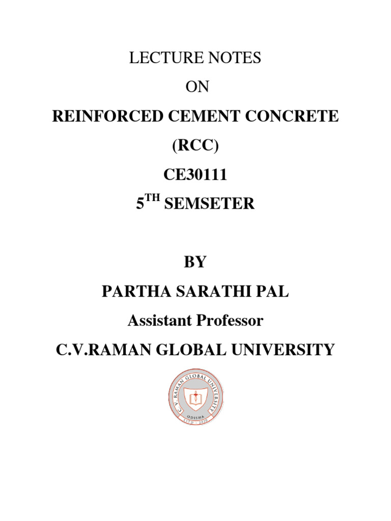 RCC Lecture Notes for Students | PDF | Concrete | Strength Of Materials