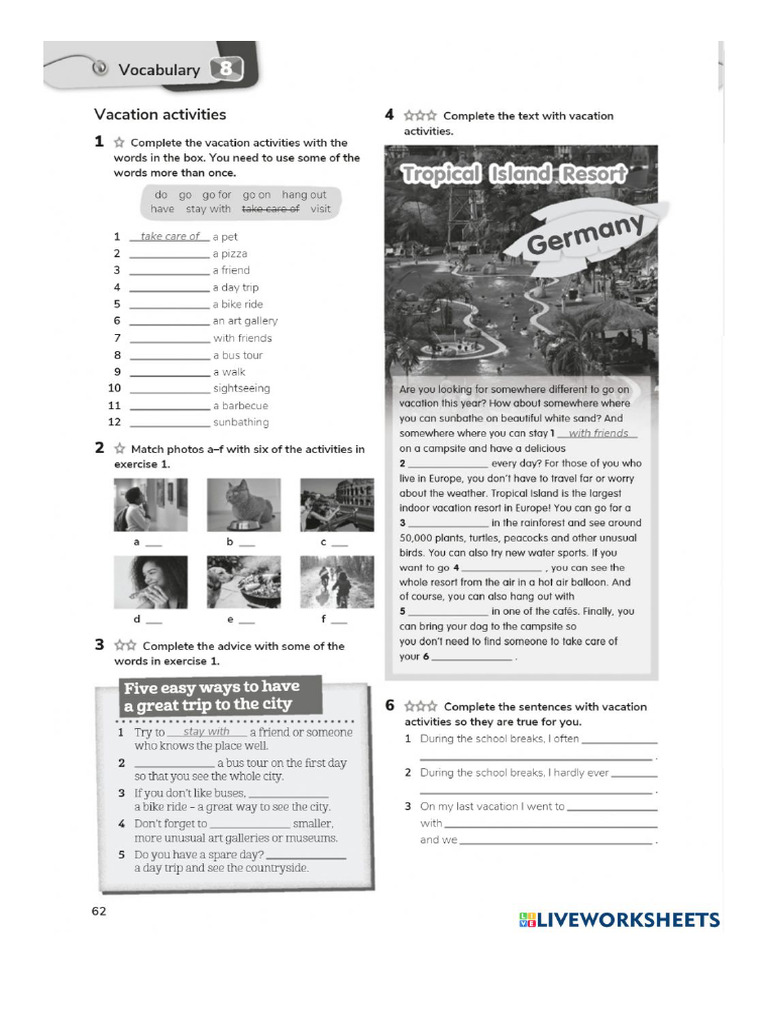 Vacation Activities | PDF