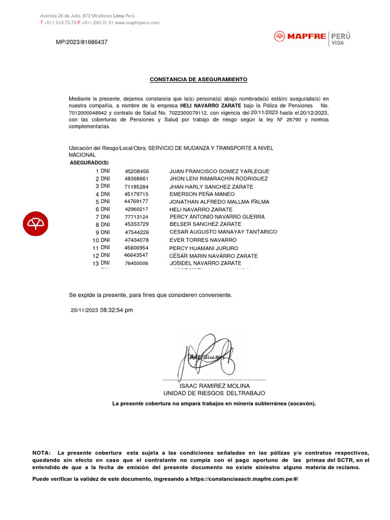 SCTR - Salud y Pension-1 - 231017 - 132745 | PDF | Póliza de seguros