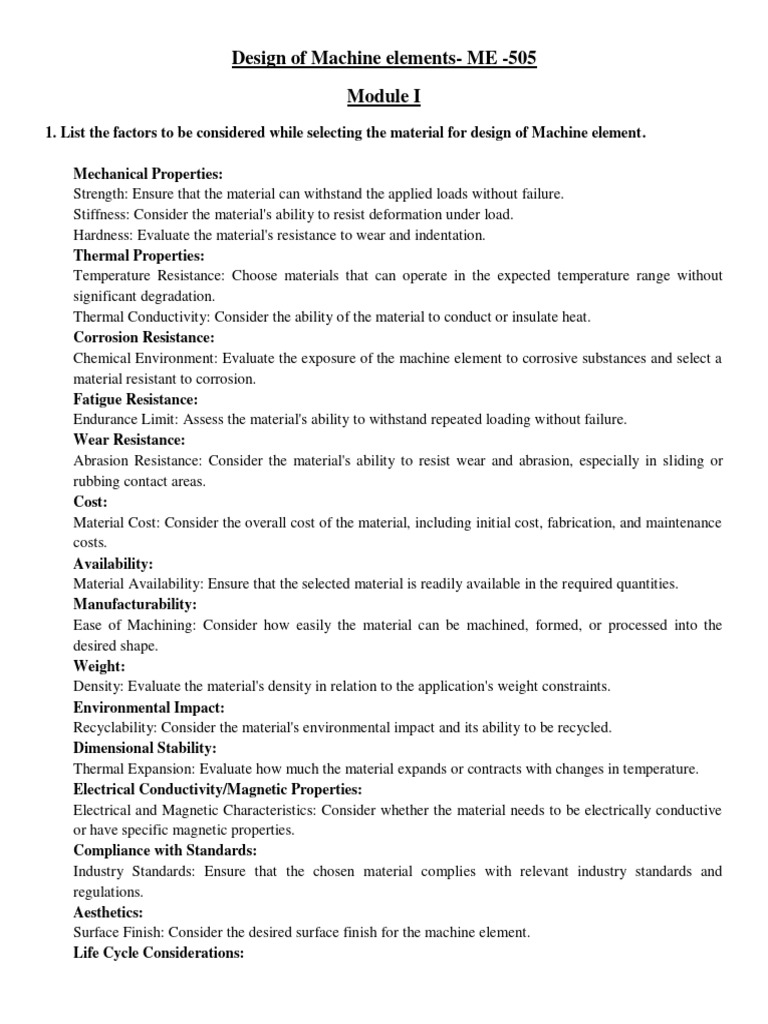 Design of Machine Elements - ME - 505 | PDF | Hardness | Strength Of Materials