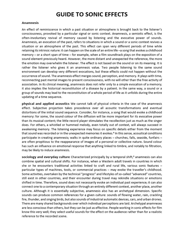 Guide to Sonic Effects | PDF | Sound | Acoustics