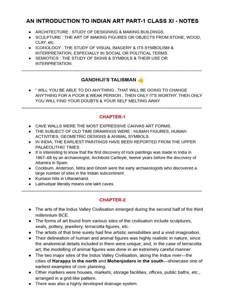 AN INTRODUCTION TO INDIAN ART - CLASS XI | PDF