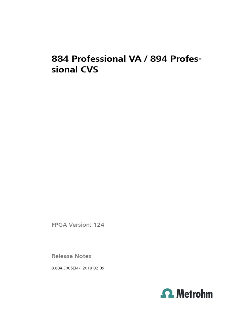 884 Professional VA / 894 Profes-Sional CVS: FPGA Version: 124 | PDF