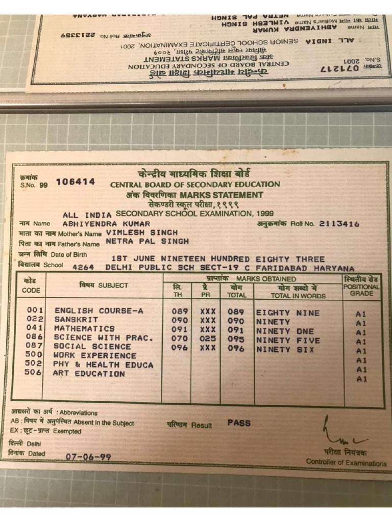 10th & 12th Marksheet | PDF