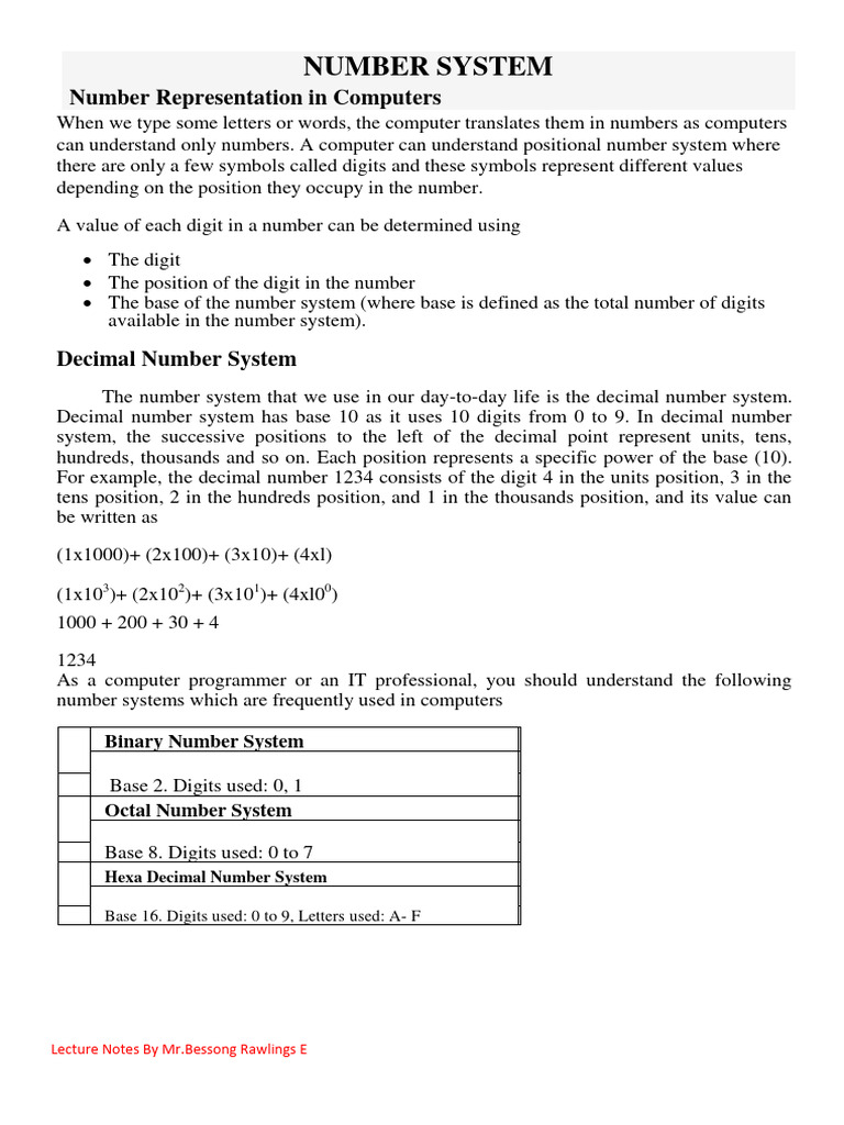 Number System | PDF | Mathematical Notation | Naming Conventions