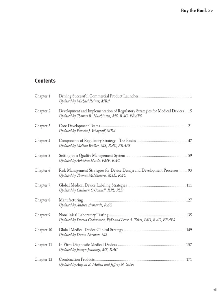 Global Medical Device Regulatory Strategy Second Edition Toc | PDF | Medical Device | Quality ...