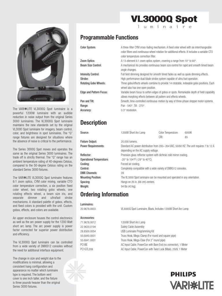 VL3000 | PDF | Equipment | Optics