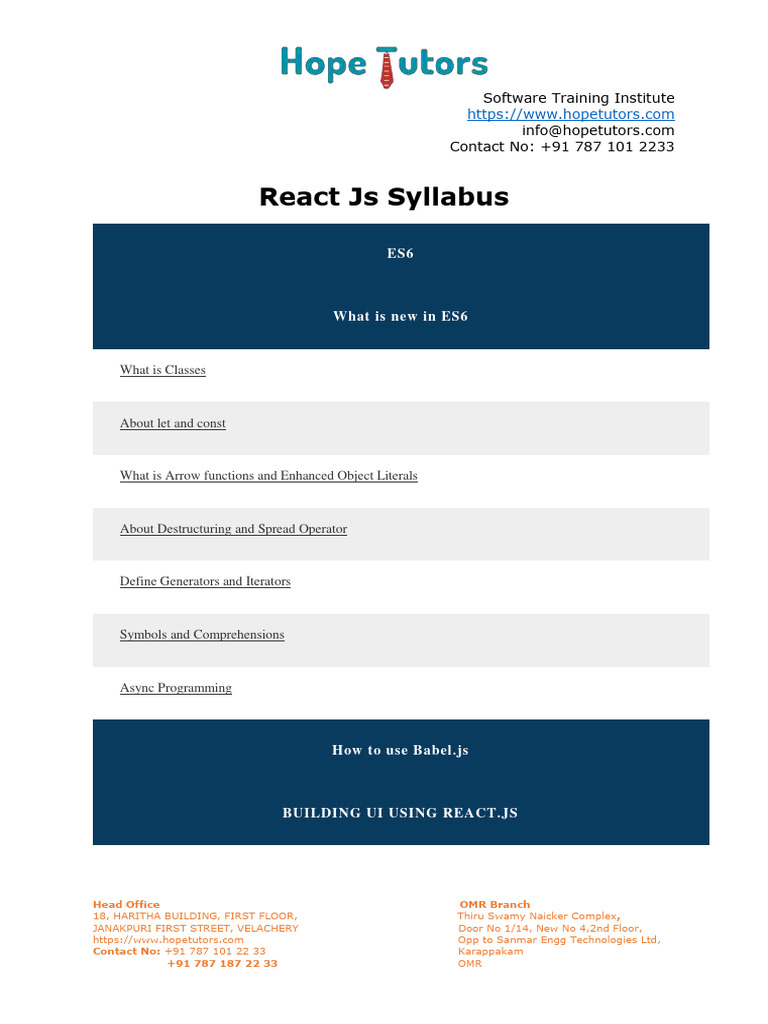 React Js Syllabus Compressed | Download Free PDF | Computing | Systems ... React Js Syllabus Compressed | Download Free PDF | Computing | Systems ...