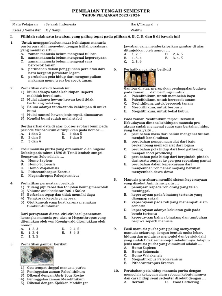 Soal Sej Indo Kls 10 Ganjil Acc | PDF