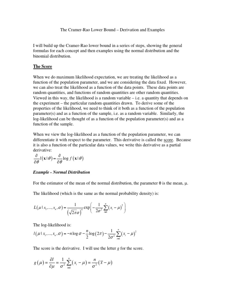 Cramer Rao | PDF | Estimator | Variance