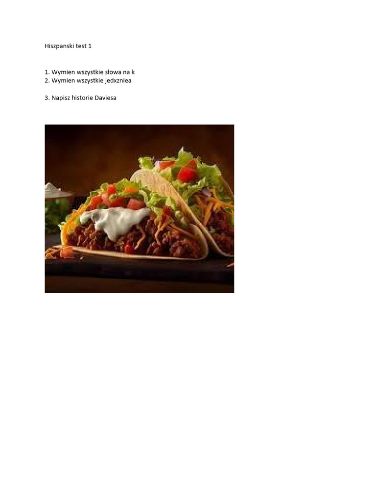 Hiszpanski test 1 | PDF Hiszpanski test 1 | PDF