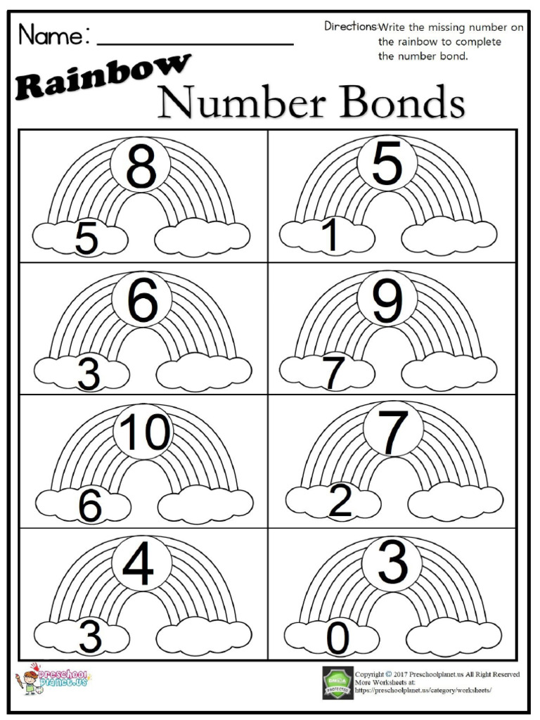 Rainbow Number Bond Worksheet | PDF