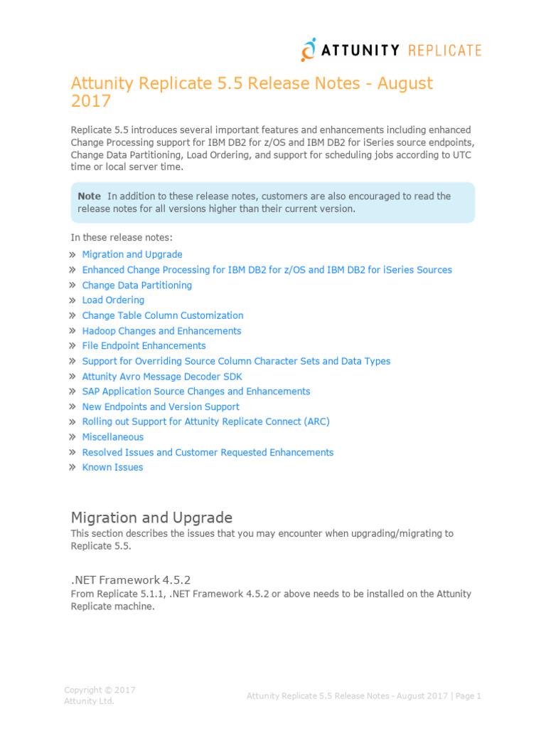 Attunity Replicate 5.5 Release Notes - August 2017 | PDF | Public Key ...
