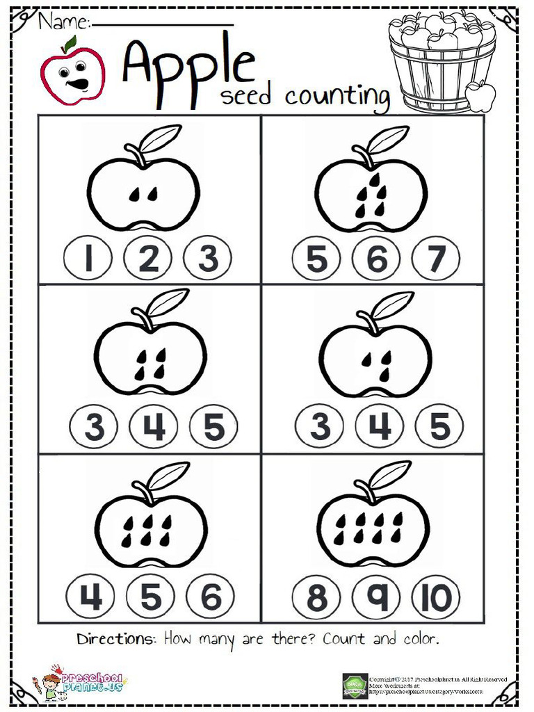 Apple Seed Counting Worksheet | PDF