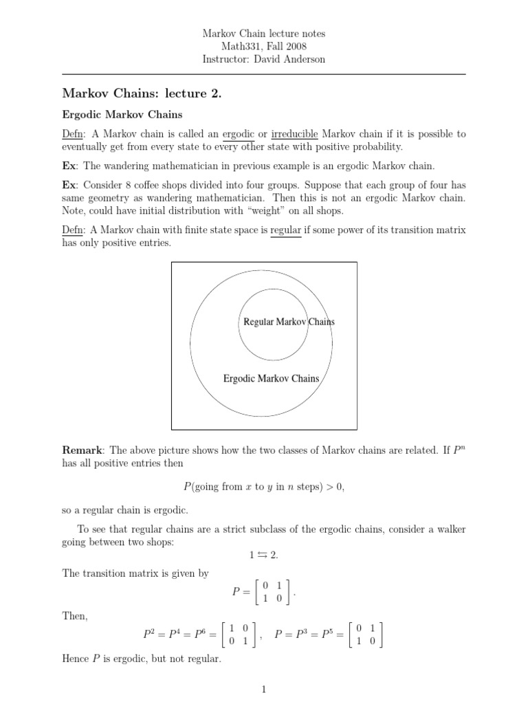 Markov Chains: Lecture 2 | PDF | Markov Chain | Vector Space