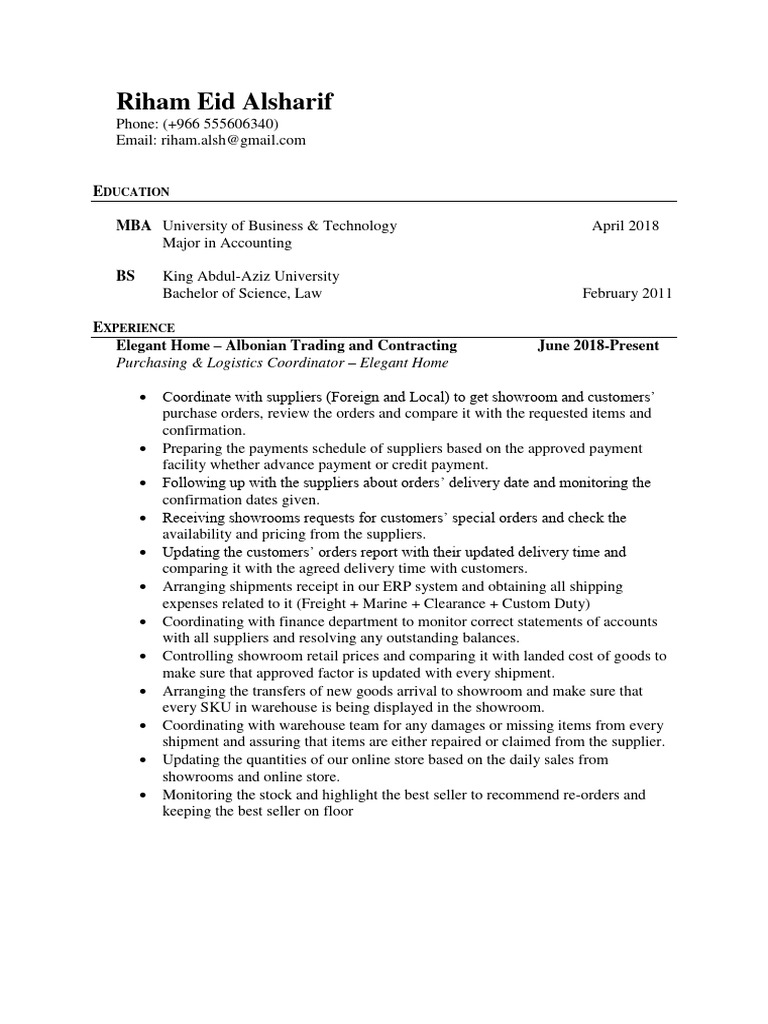 Riham+E +Alsharif+Resume | Download Free PDF | Online Shopping | Warehouse