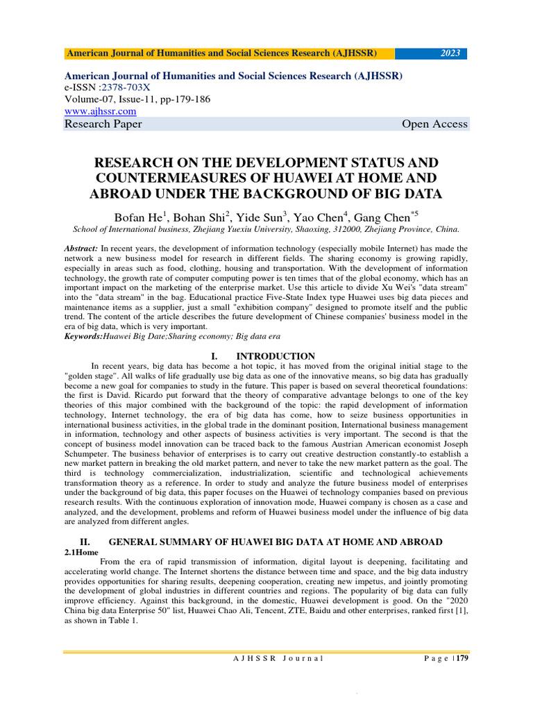 Research On The Development Status and Countermeasures of Huawei at Home and Abroad Under The ...