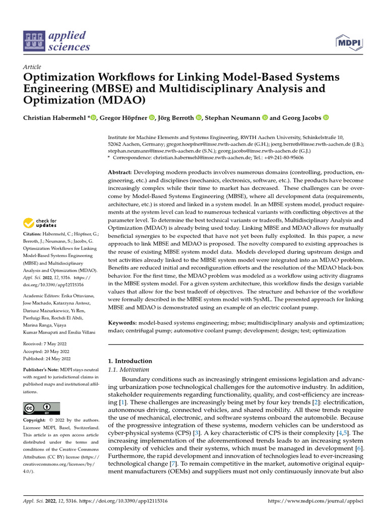 Optimization Workflows For Linking Model-Based Sys | PDF | Pump | Mathematical Optimization