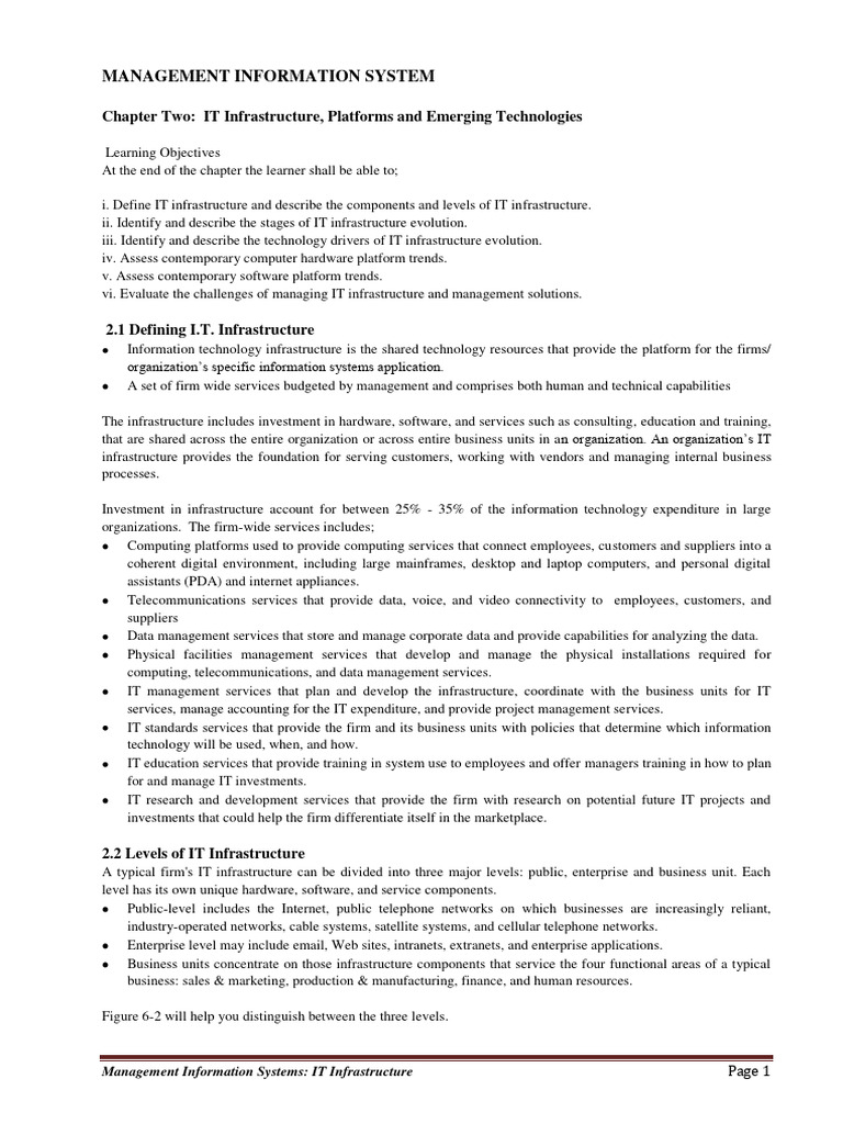MIS chapter 2 - IT Infrastructure | PDF | Computer Network | Computing