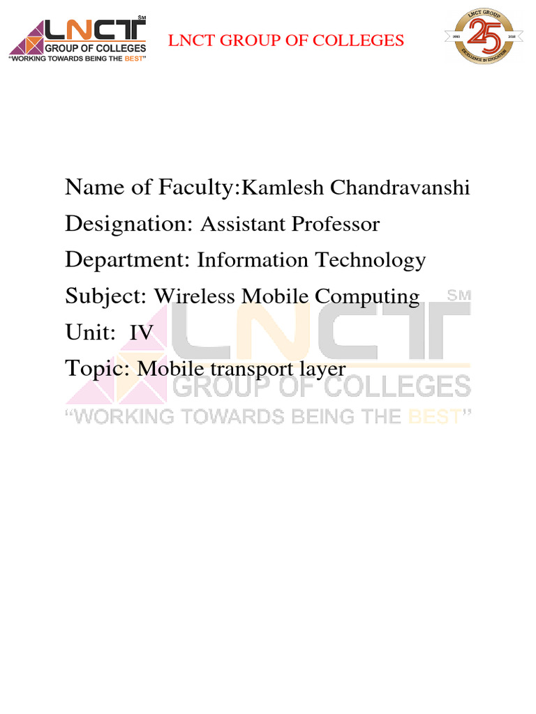 Unit IV Mobile Transport Layer | PDF | Transmission Control Protocol ...