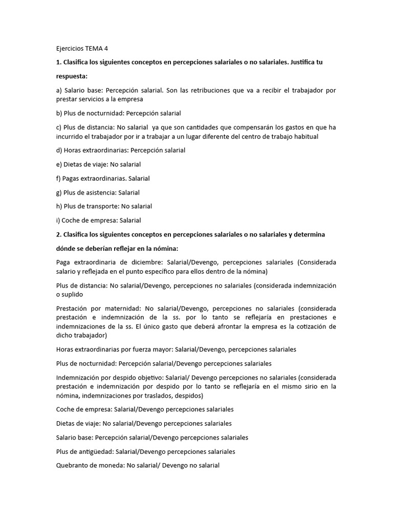 Ejercicios TEMA 4 Recursos Humanos | PDF | Salario | Empleo