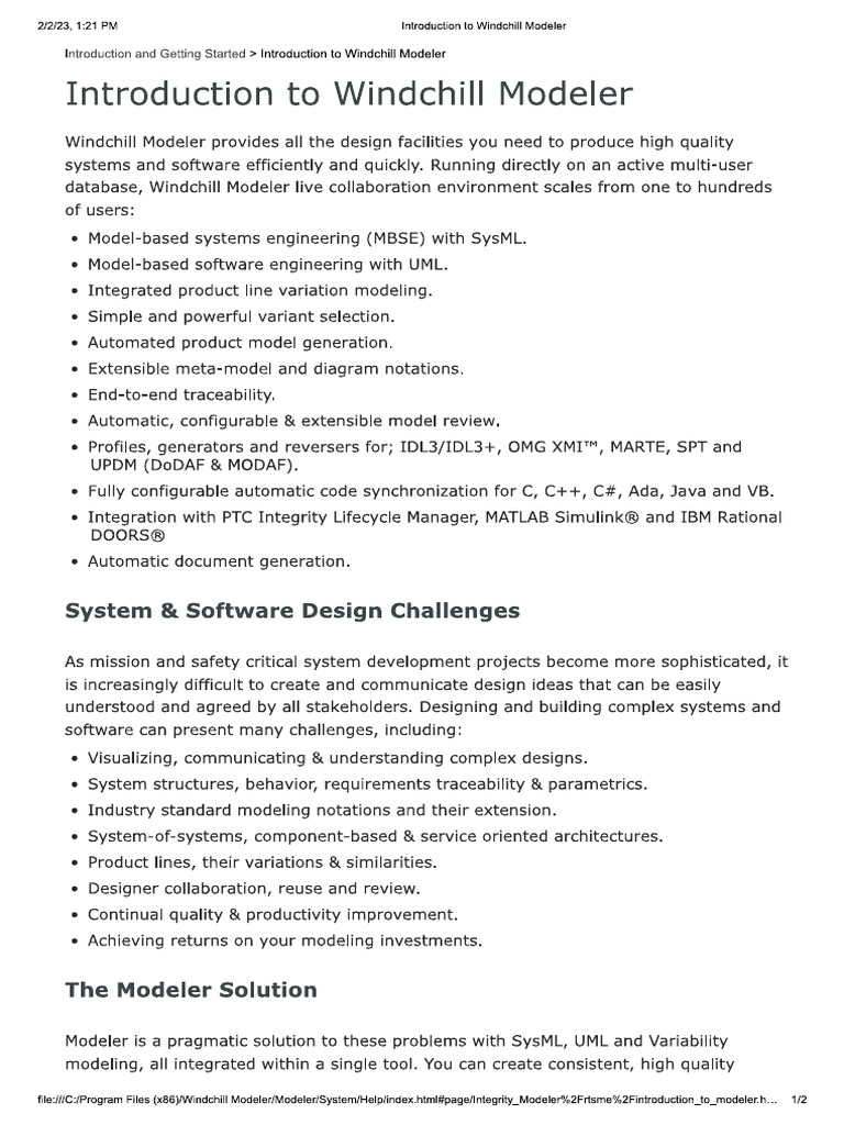 Introduction To Windchill Modeler | PDF