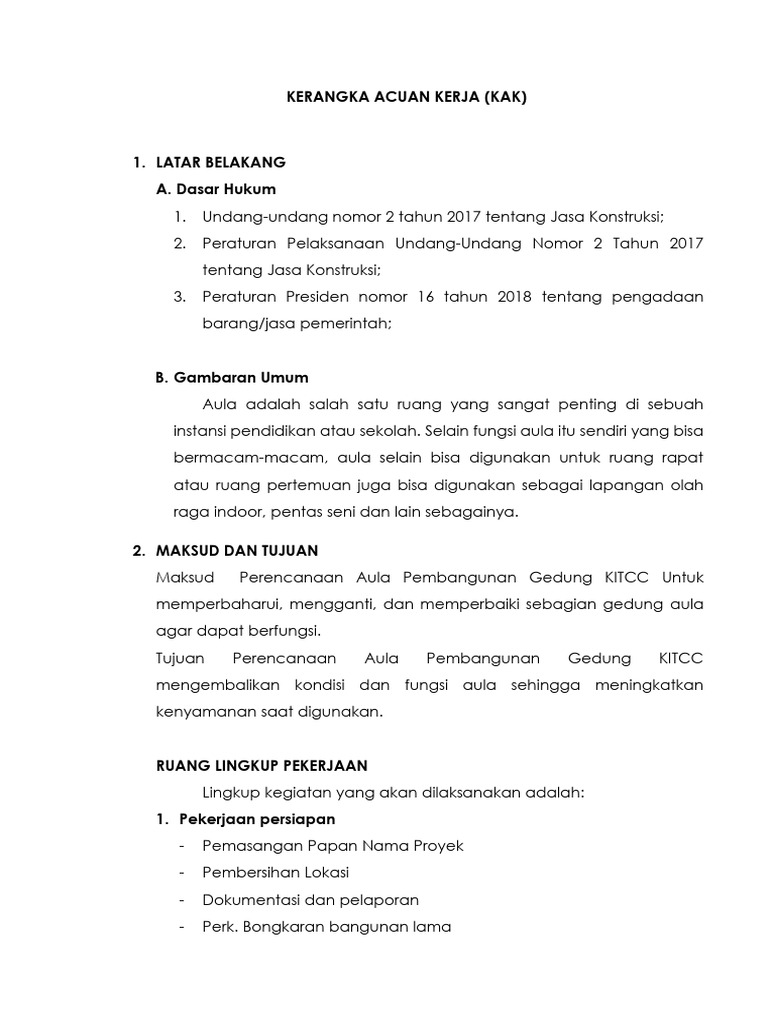 Renovasi Aula KITCC: Rencana & Anggaran | PDF | Teknologi & Rekayasa