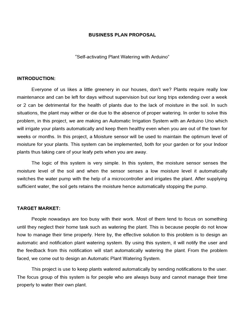 Business Plan Proposal | Download Free PDF | Arduino | Relay