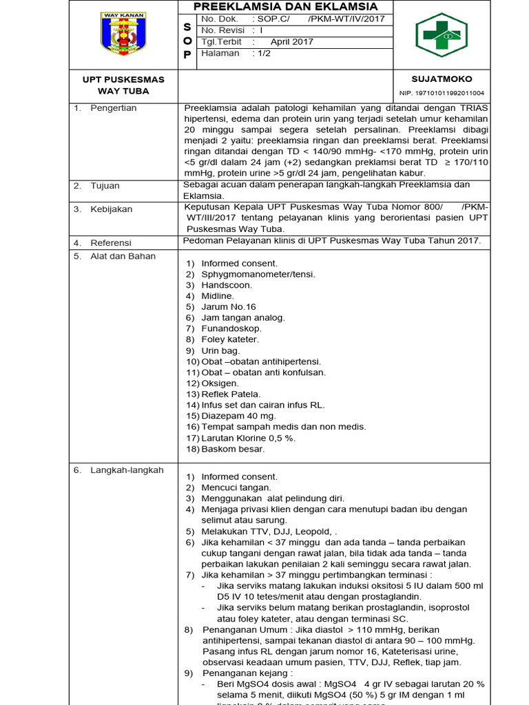Panduan Penanganan Preeklamsia dan Eklamsia | PDF