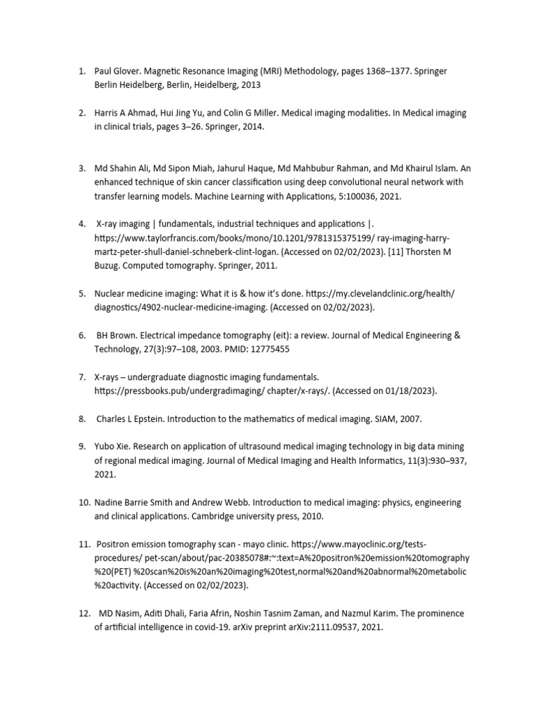 Refrences Pdf Medical Imaging Medical Physics