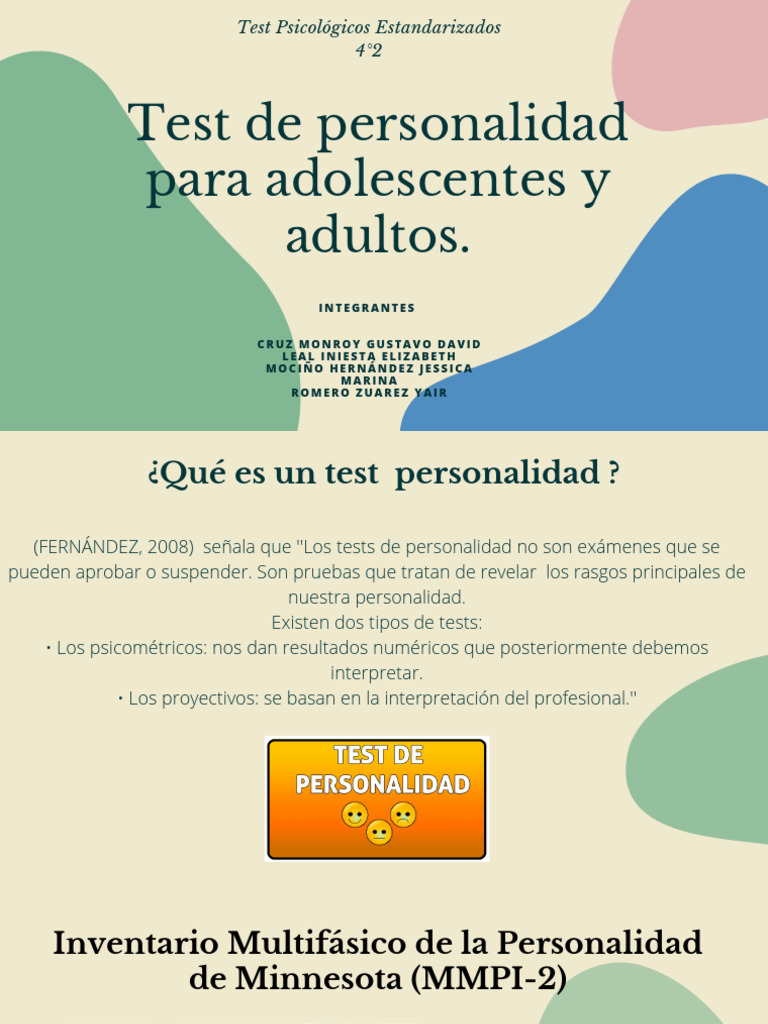 Test de Personalidad para Adolescentes y Adultos. | Descargar gratis ...