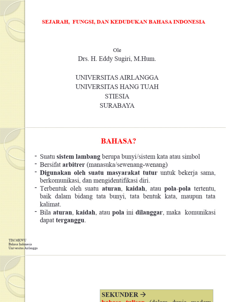 Sejarah dan Fungsi Bahasa Indonesia | PDF