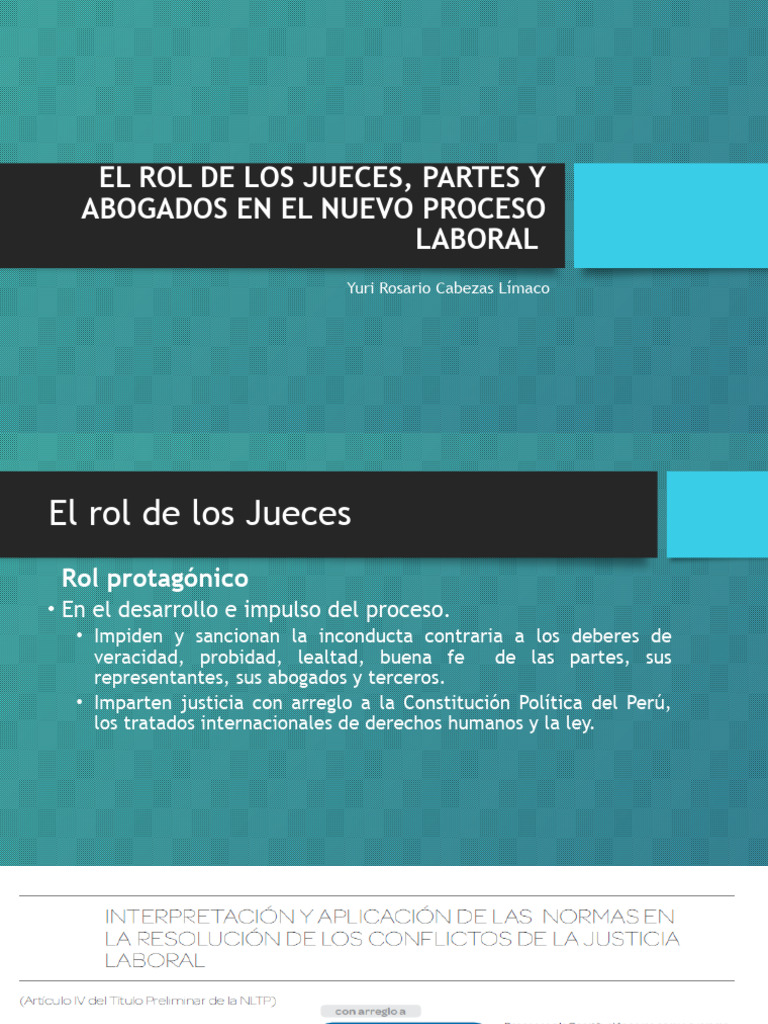Rol de Los Jueces, Partes y Abogados EXPOSICION | PDF | Juez | Ley Pública
