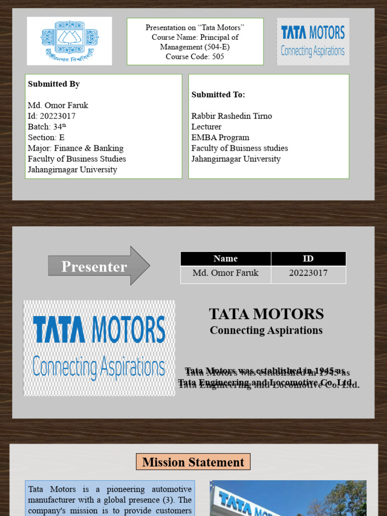 Tata Motors Presentation Slide | PDF | Innovation | Automotive Industry