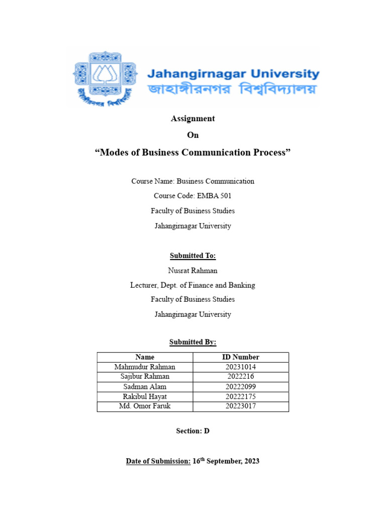 Modes of Business Communication Process | PDF | Communication | Nonverbal Communication