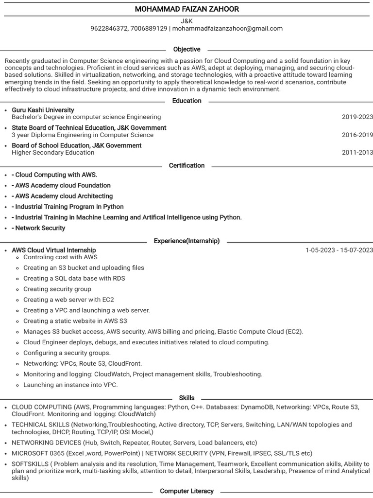 MFZ#CV | PDF | Cloud Computing | Amazon Web Services