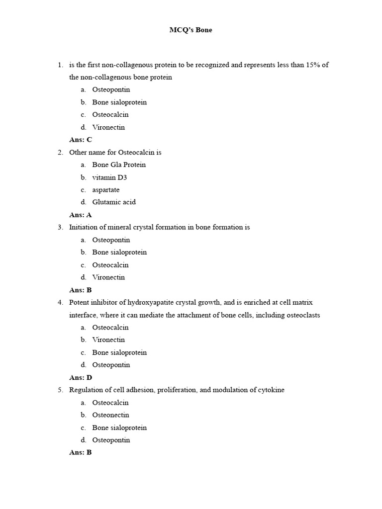 Bone - I BDS Mcq's | PDF | Bone | Skeletal System