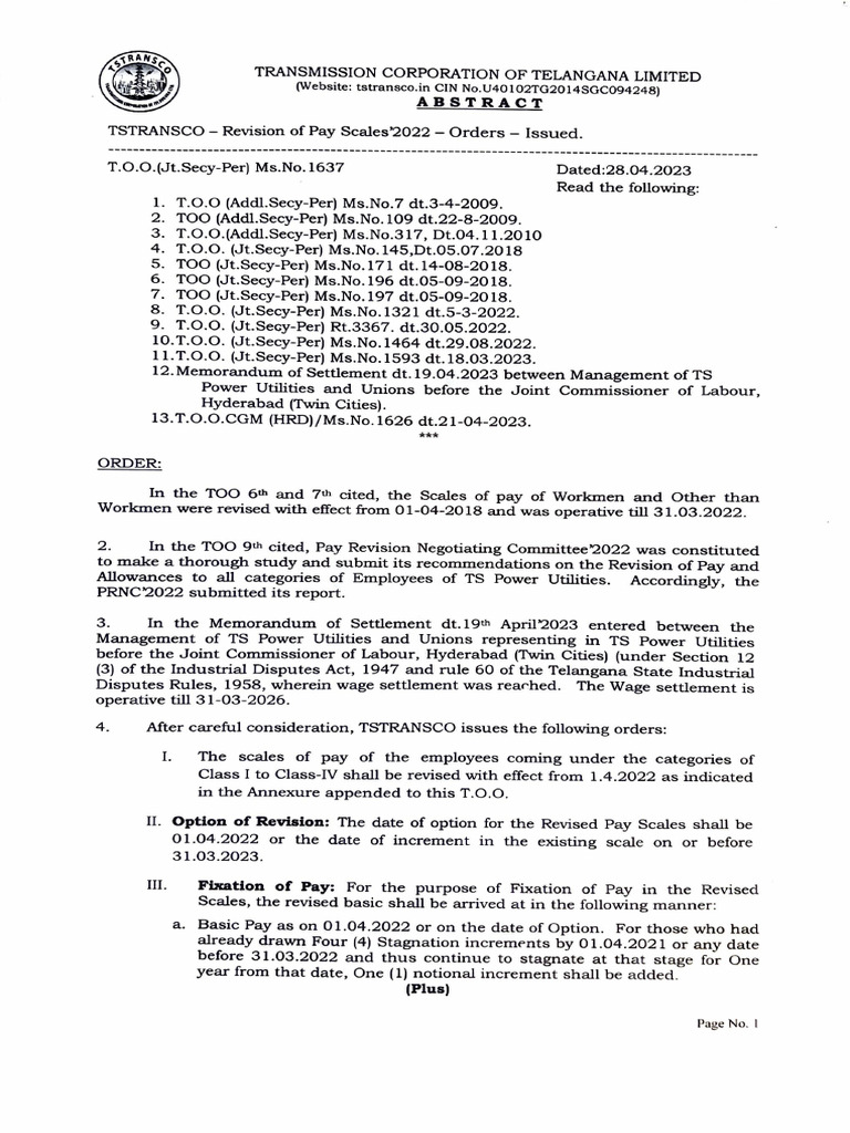 (Twin: (Website: Tstransco - in CIN No.U40102TG2014SGC094248) | PDF | Expense | Employment ...