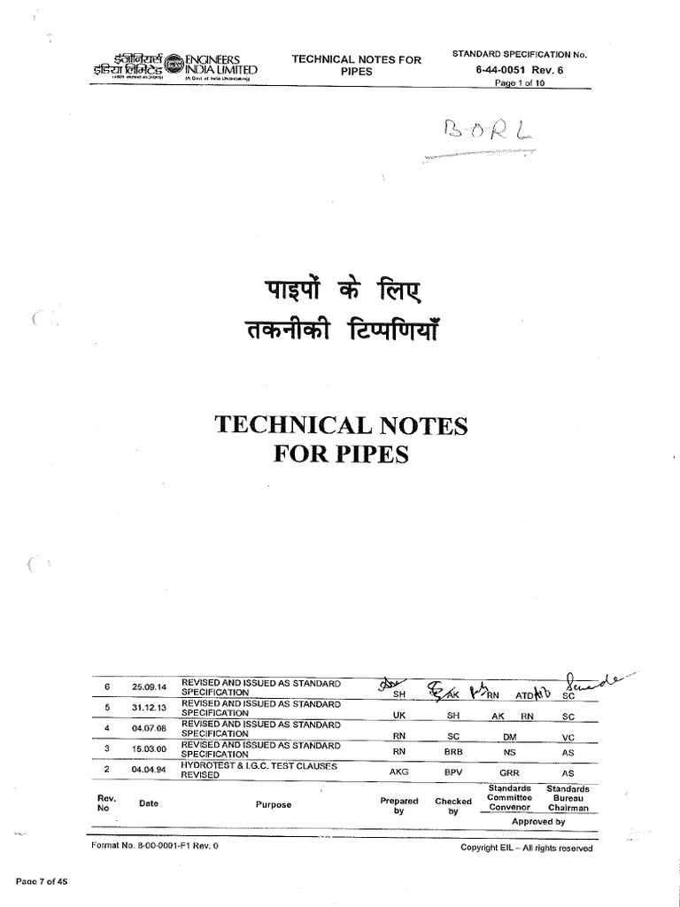 EIL Spec.tech.Notes.for Pipes. | PDF EIL Spec.tech.Notes.for Pipes. | PDF