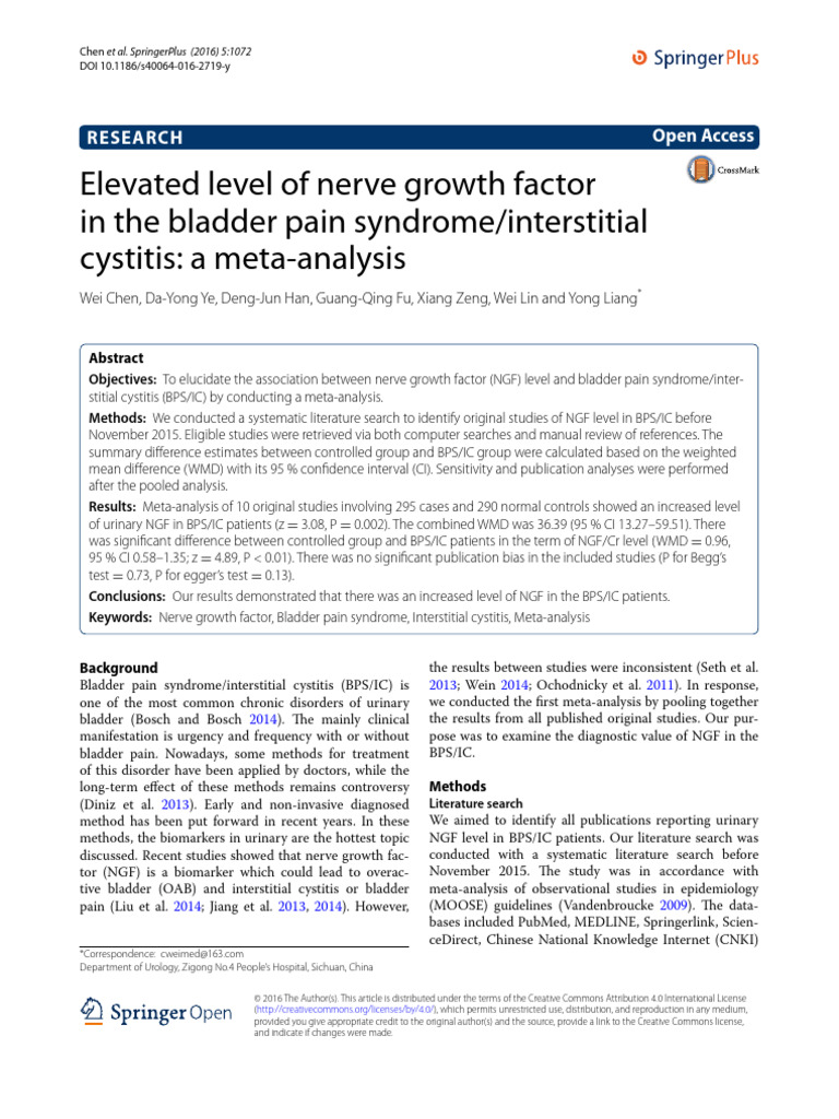 Chen. 2016. Elevated Level of NGF | PDF | Meta Analysis | Medicine