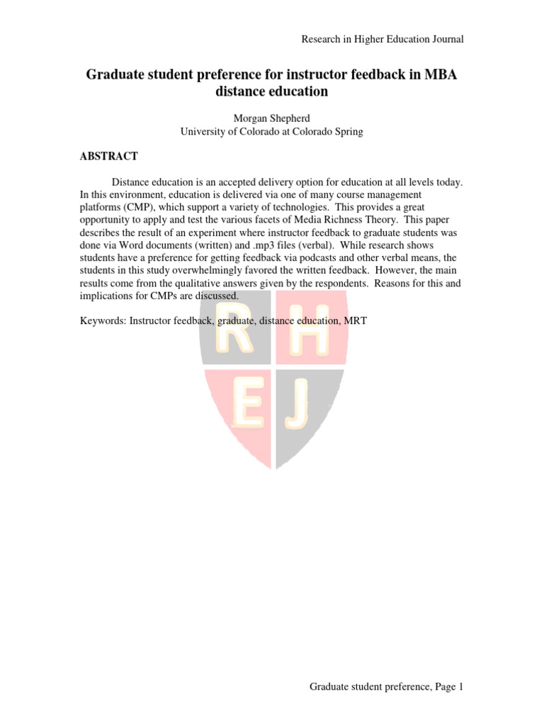 Graduate Student Preference For Instruct | PDF | Distance Education ...